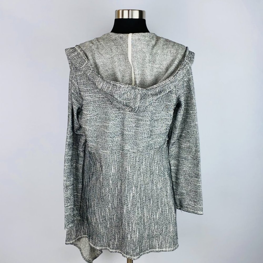 Max Studio Tweed Long Hooded Open Front Cardigan - Gem